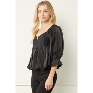 entro | Tops | Entro Iridescent Babydoll Top Black | Poshmark